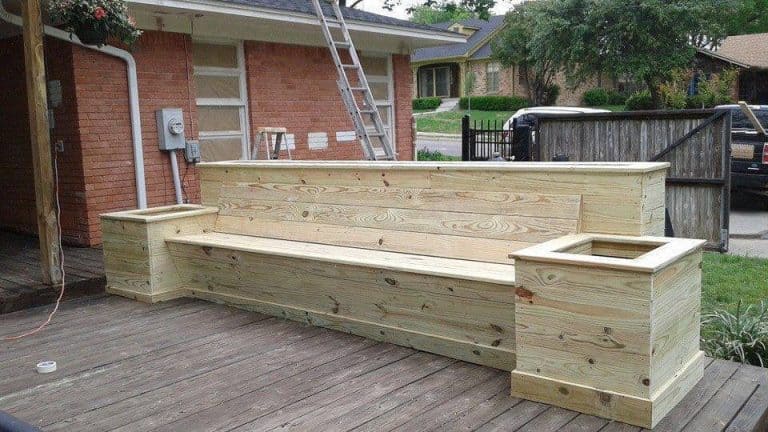 Outdoor Wooden Bench With Integrated Planter: Functional And Robust