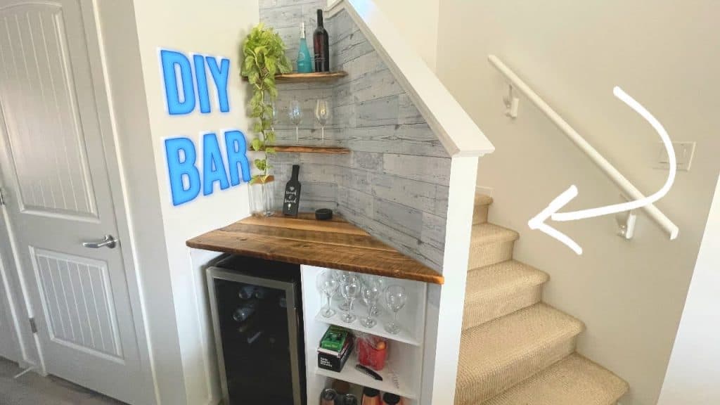 DIY Home Bar Project With Floating Shelves