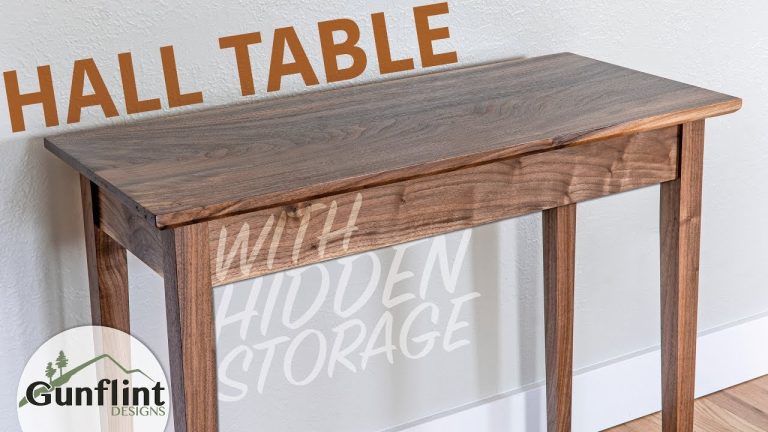 Black Walnut Hall Table With Built-In Storage