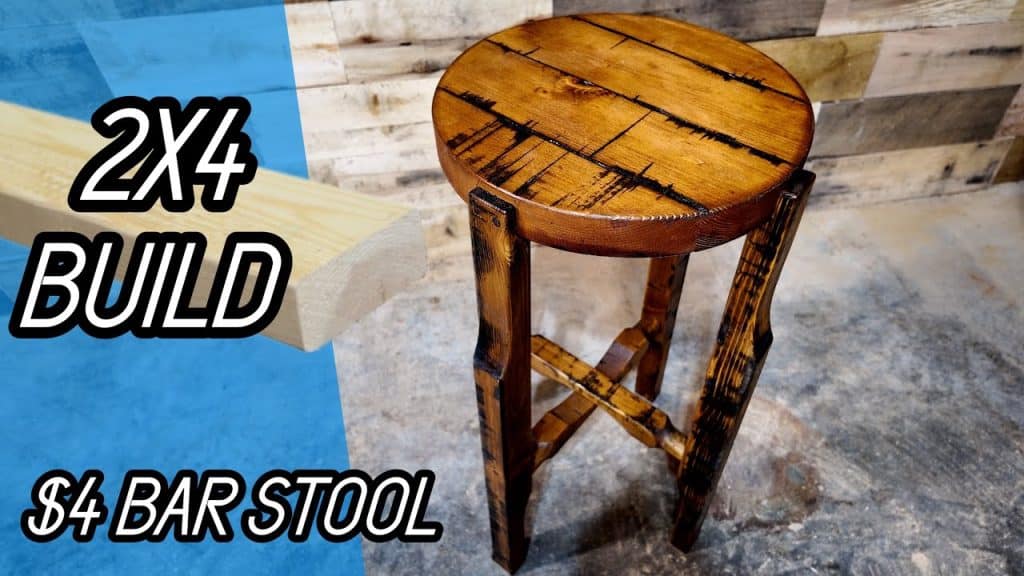 Rustic Bar Stool Made From A Single 2x4
