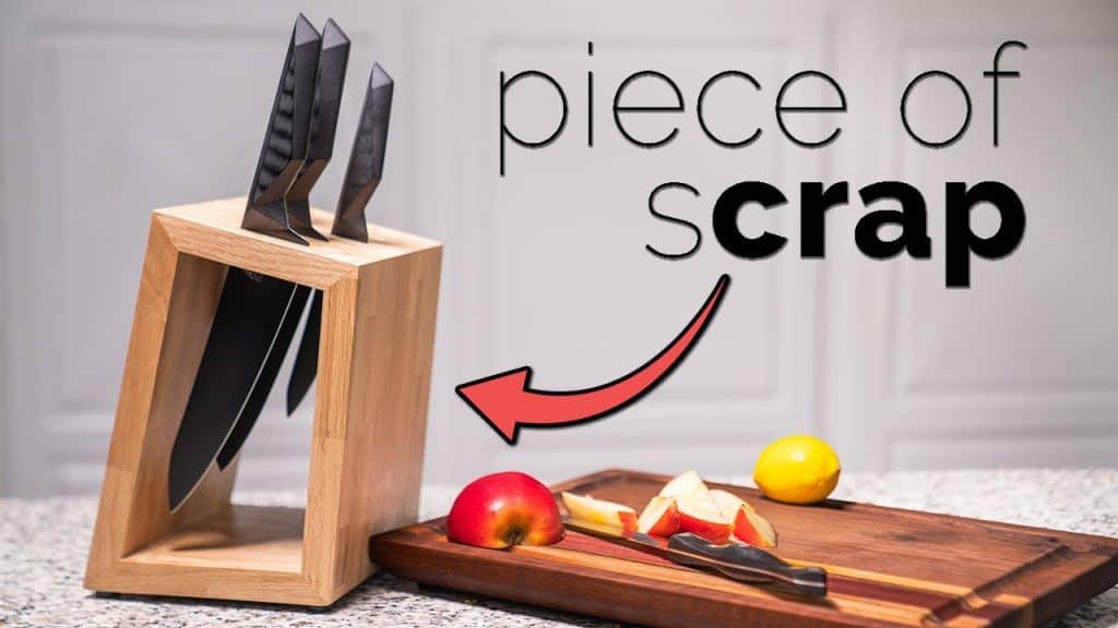 Modern Knife Block Made From White Oak Scraps